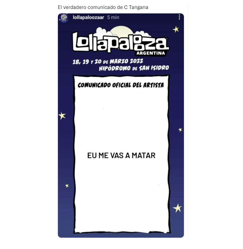 Los mejores memes por la ausencia de C. Tangana en el Lollapalooza