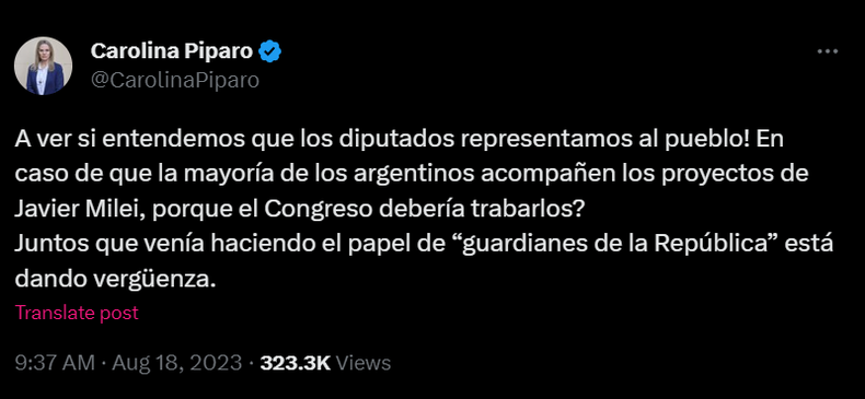 La advertencia de Píparo al Congreso: Si la mayoría de los argentinos ...