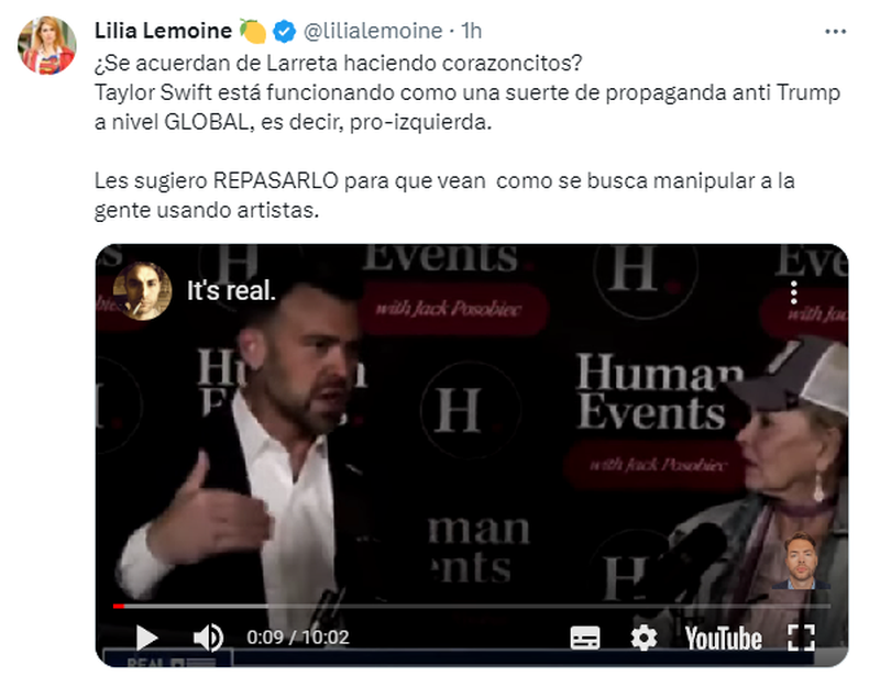 Lilia Lemoine criticó a Taylor Swift por su oposición a Donald Trump y ...