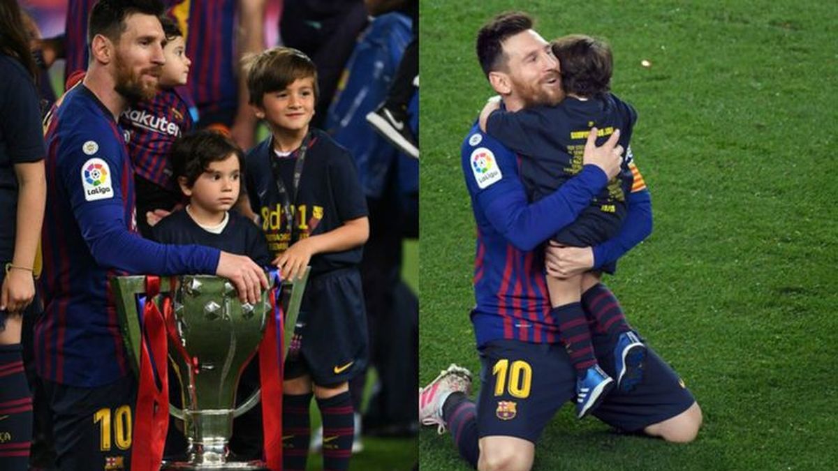 El abrazo de Lionel Messi con Thiago y Mateo en los festejos del ...