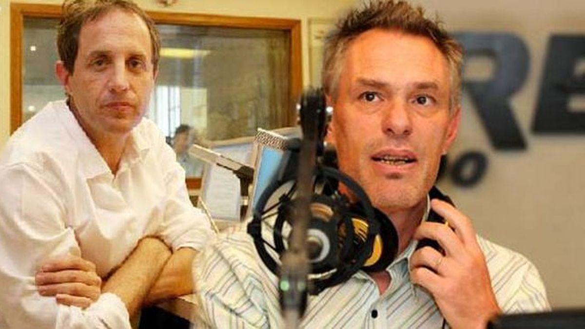 Ernesto Tenembaum y Marcelo Zlotogwiazda, afuera de radio Mitre en 2013