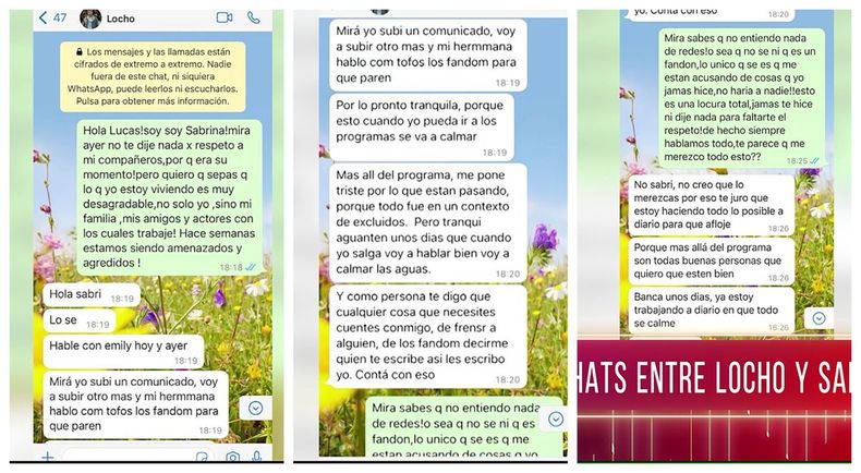 El Hotel de los Famosos: se filtraron chats entre Sabrina Carballo y Locho Loccisano por amenazas