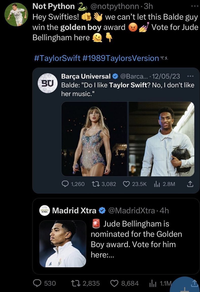 El insólito vínculo que une a Taylor Swift con Jude Bellingham, la figura de Real Madrid