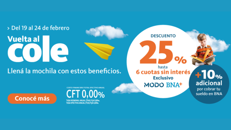 Vuelta al cole: aprovechá los descuentos del 35% y las cuotas sin interés