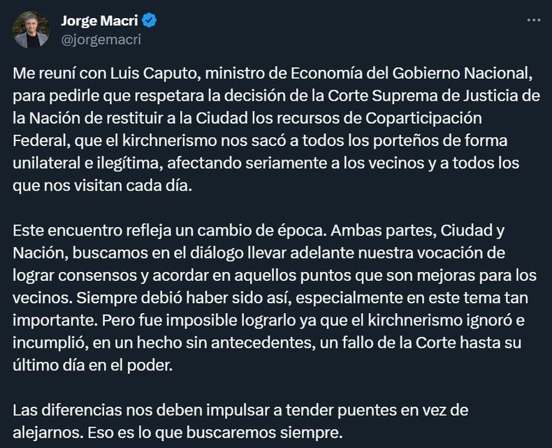 Jorge Macri se reunió con Luis Caputo por los fondos de la ...