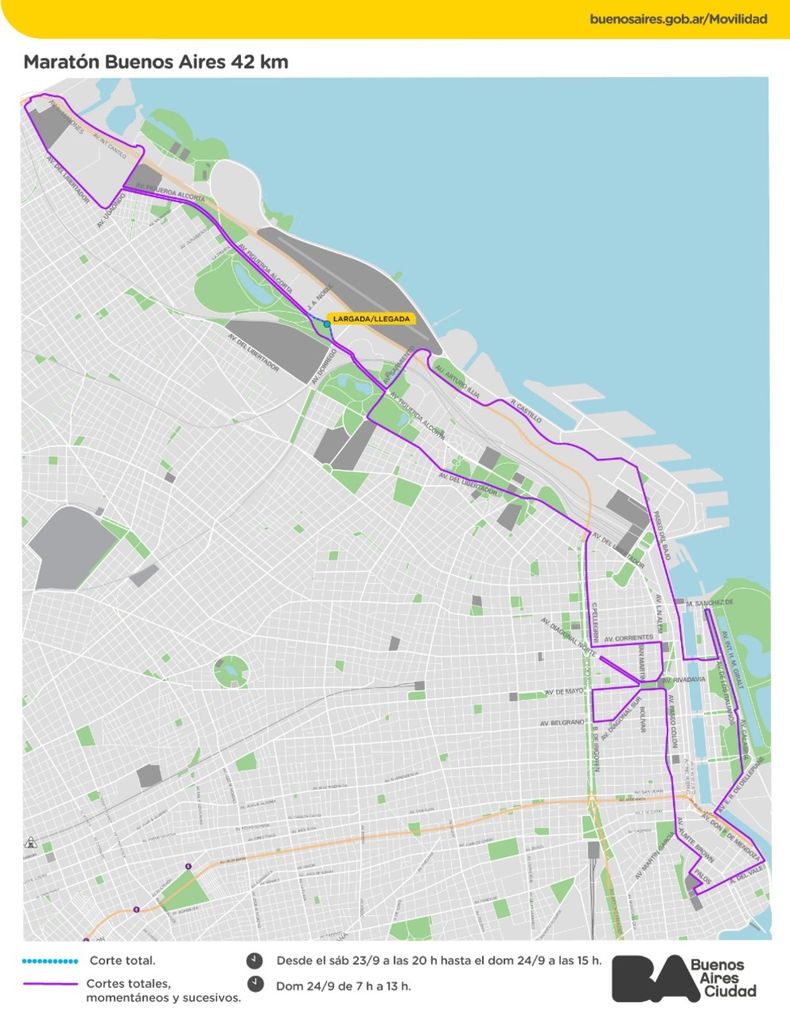 Maratón de Buenos Aires: cómo es el mapa y los horarios de los cortes ...