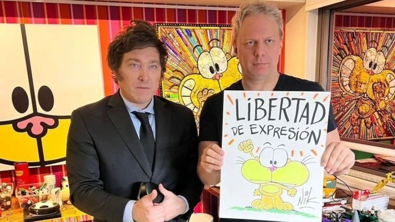 El dibujo que Nik le regaló a Milei antes de asumir como presidente