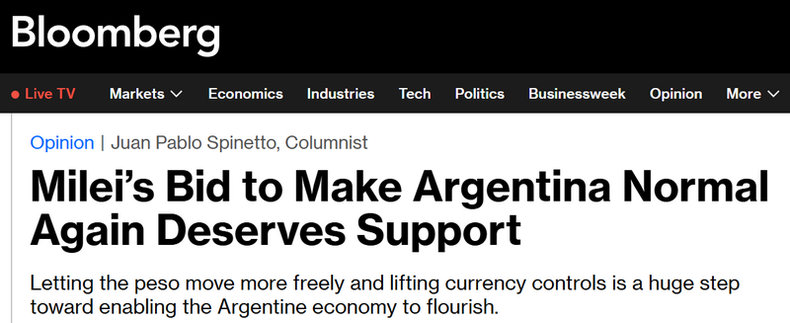 Elogios de Bloomberg y The Economist para las medidas de Javier Milei: aseguran que Argentina va ...
