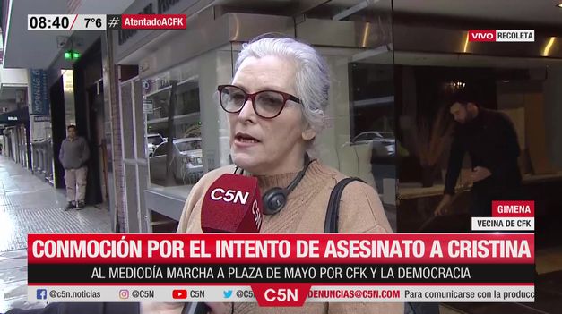 Exclusivo en C5N: cómo vivió la vecina de Cristina Kirchner el intento de asesinato