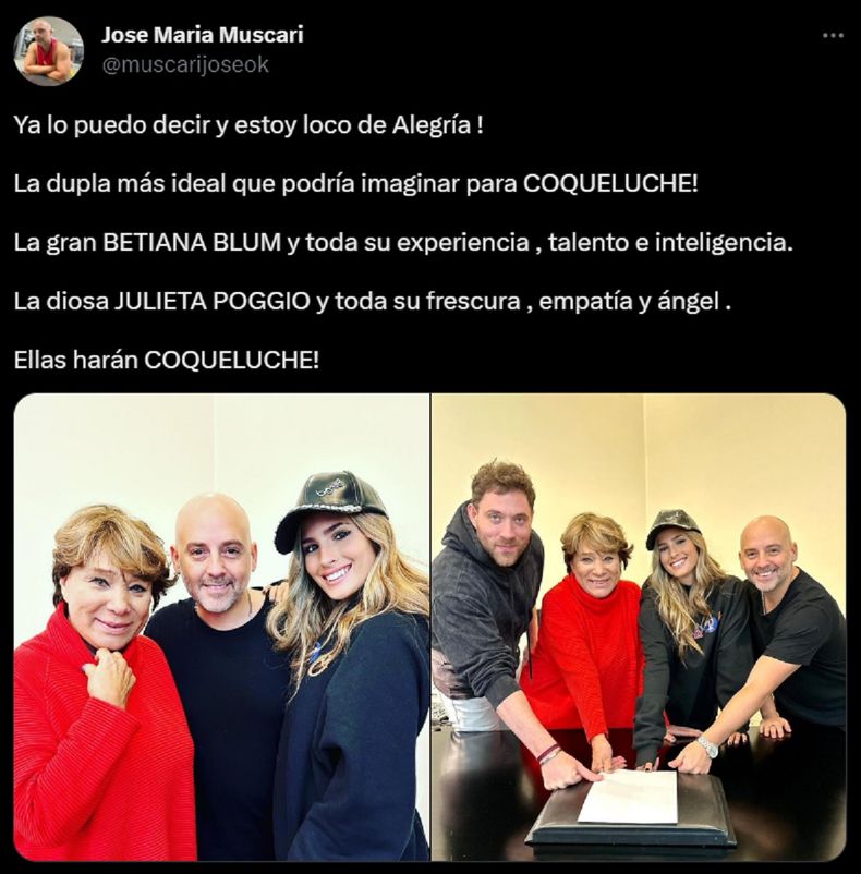 José María Muscari confirmó quién protagonizará Coqueluche junto a ...