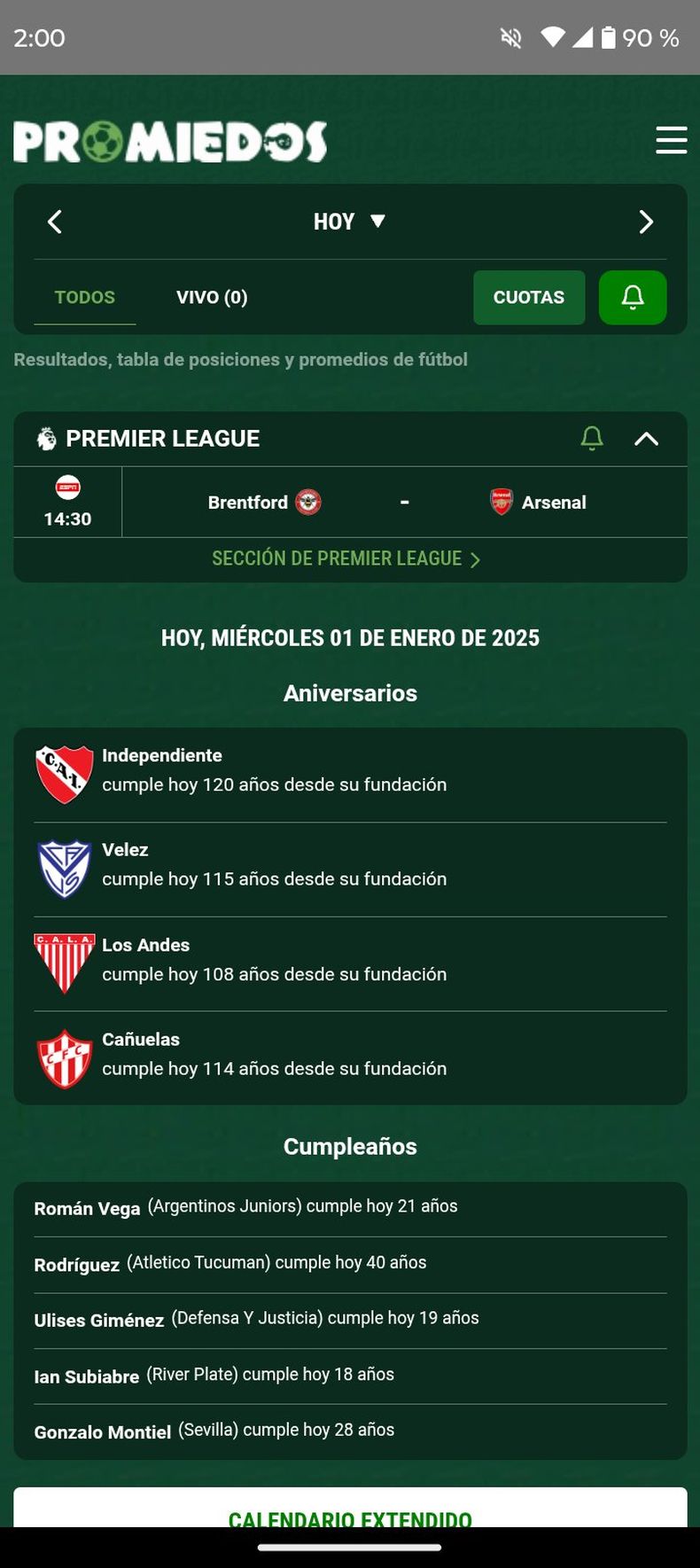 El sitio web Promiedos, la Biblia de los futboleros, cambió su diseño y ...