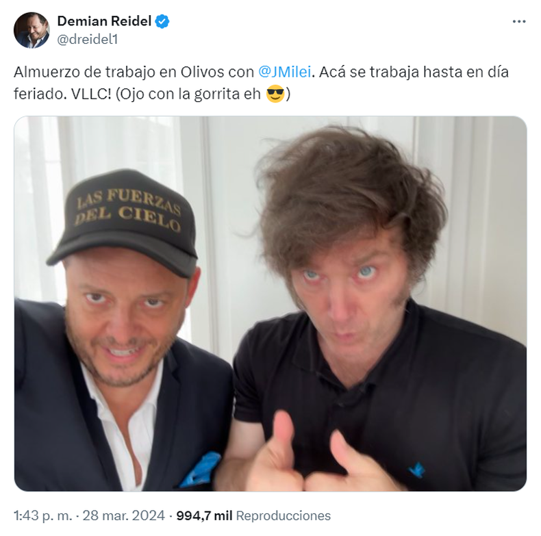 Javier Milei designó a Demian Reidel como jefe de Gabinete de Asesores