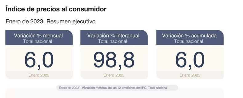 INDEC: la inflación aumentó 6% durante enero y acumula un 98,8% interanual