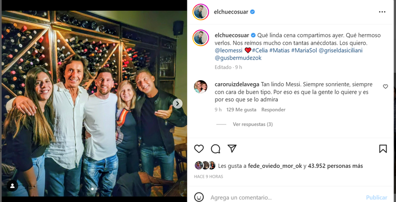 Los detalles de la cena de Lionel Messi junto a la familia y Adrián ...