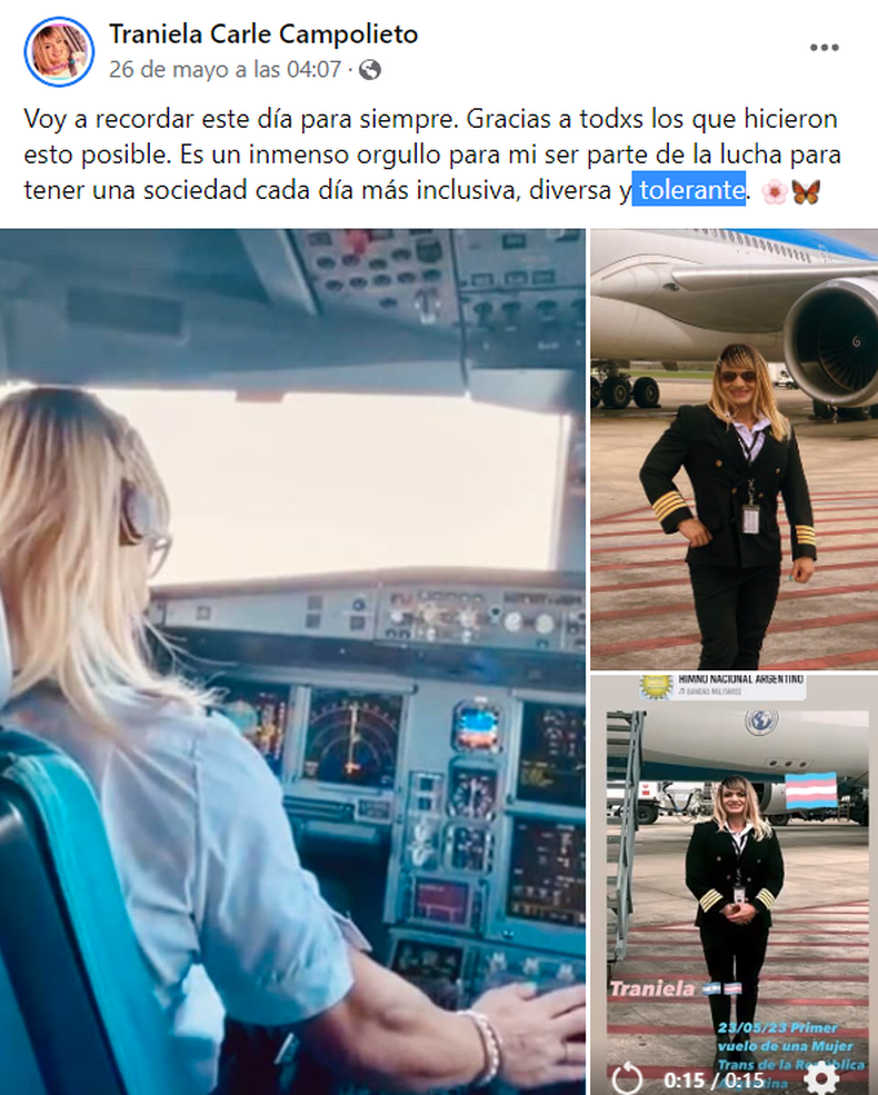 Se realizó el primer vuelo con una pilota trans en Argentina