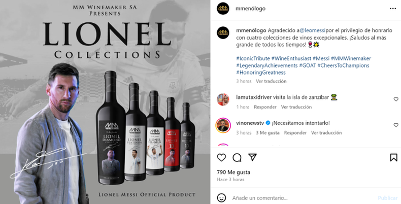 Messi presentó una exclusiva colección de vinos de una bodega italiana