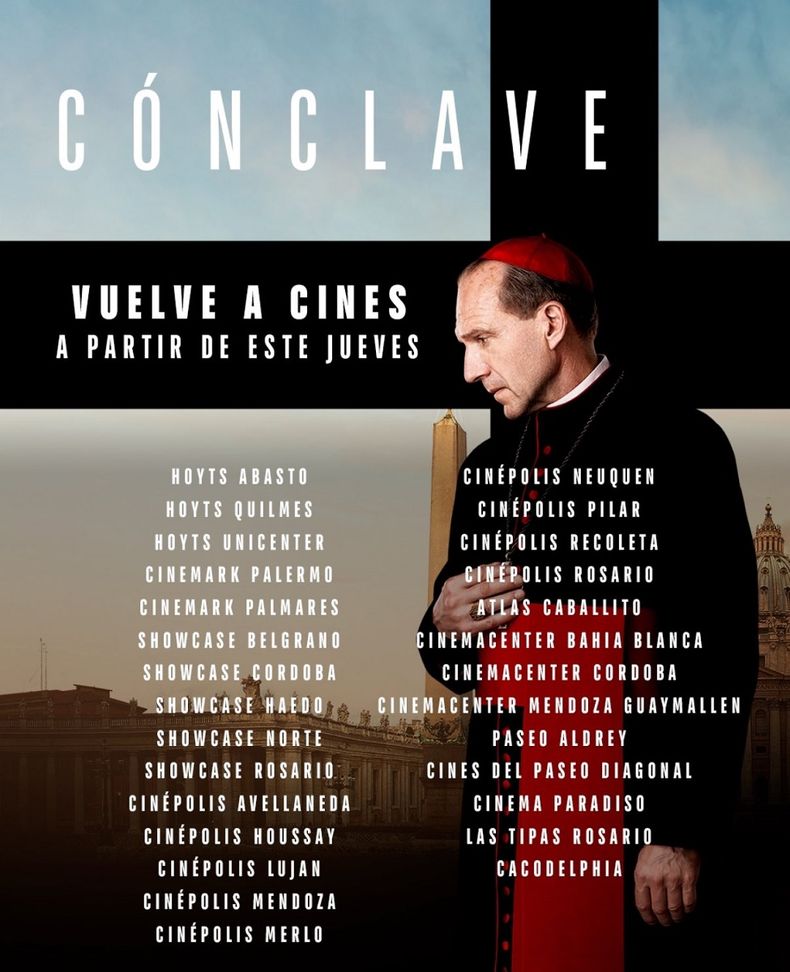 Cónclave vuelve a los cines argentinos tras la muerte del papa ...
