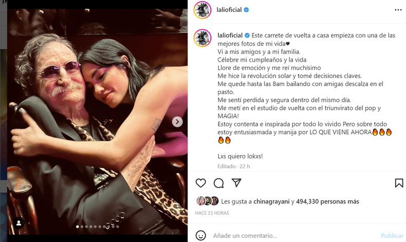 Lali Espósito se emocionó con el abrazo a Charly García: Una de las mejores fotos de mi vida