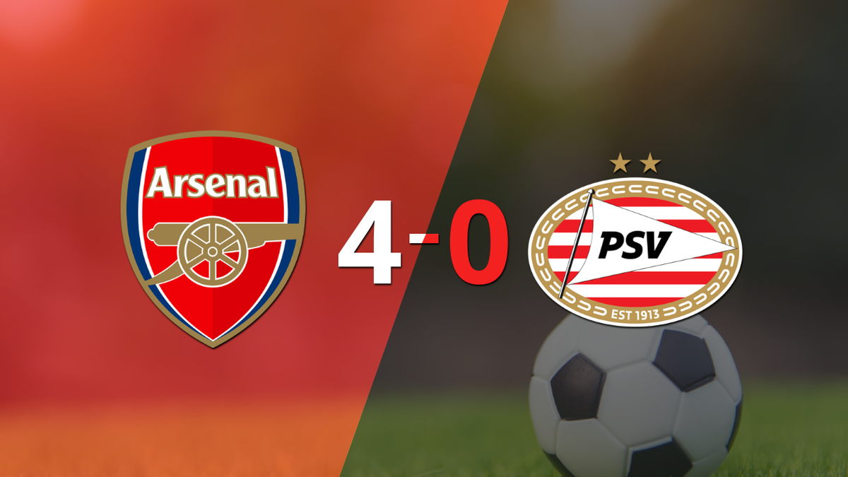Goleada de Arsenal 4 a 0 sobre PSV