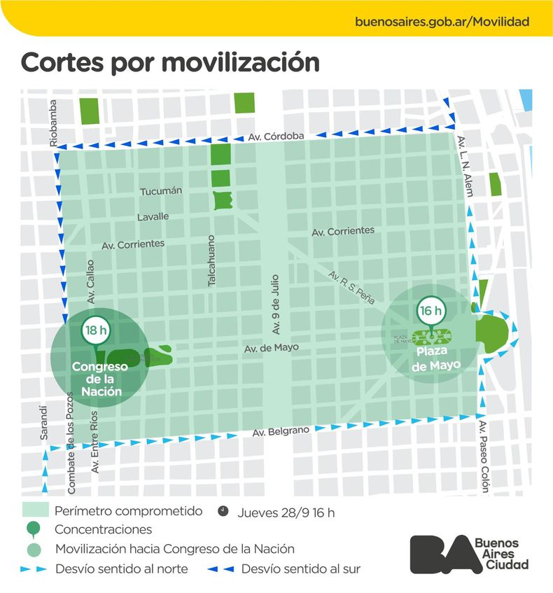 Cortes de calle por marchas y manifestaciones en CABA por la marcha del ...