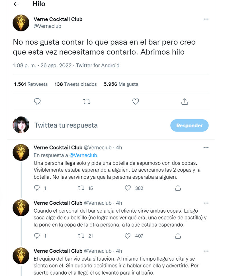 Viral: un bar reveló cómo un cliente quiso drogar a una chica