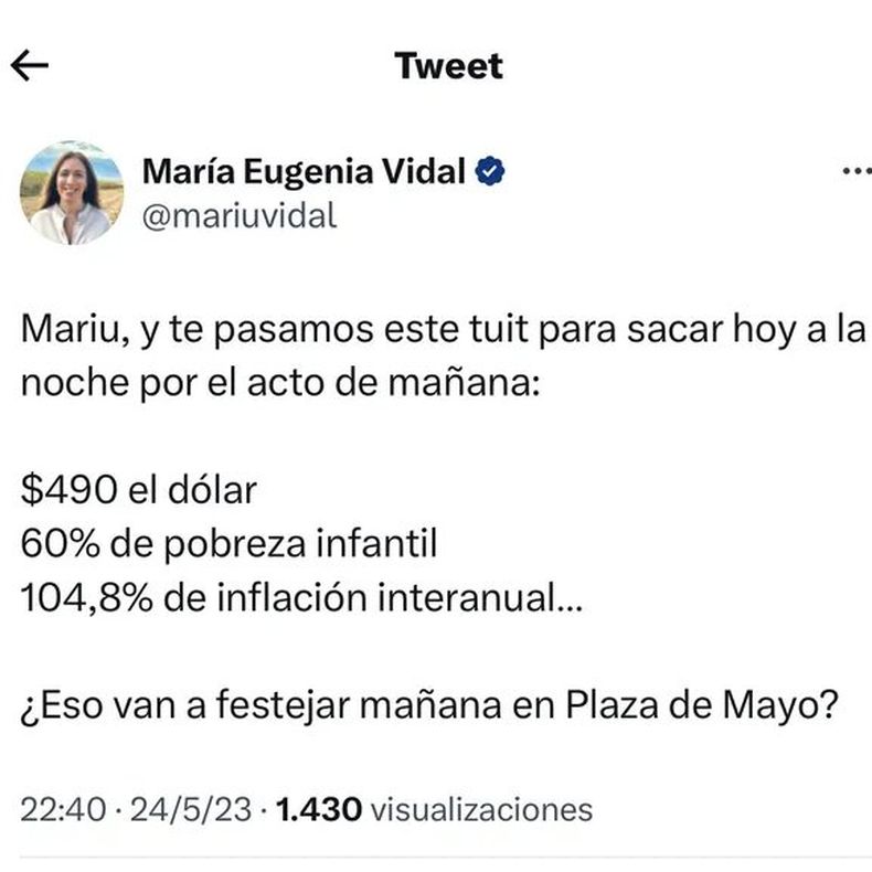 El insólito tuit de María Eugenia Vidal: los mejores memes