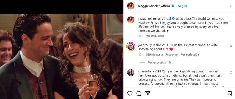La primera estrella de Friends en despedir a Matthew Perry: Tu alegría ...