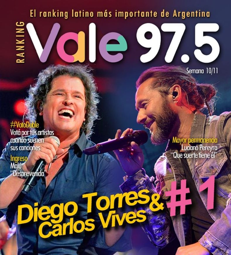 Un poquito, de Diego Torres y Carlos Vives, imparable en el Ranking Vale