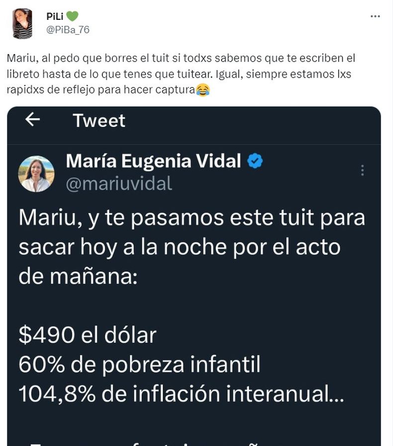 El insólito tuit de María Eugenia Vidal: los mejores memes
