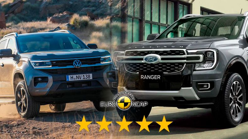Probaron la seguridad de las nuevas Ford Ranger y Volkswagen Amarok