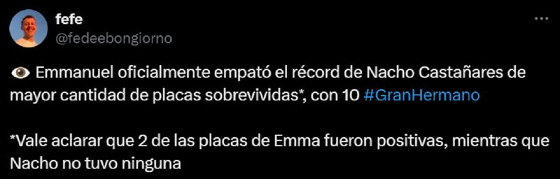 Emmanuel se quedó con un curioso récord de Gran Hermano