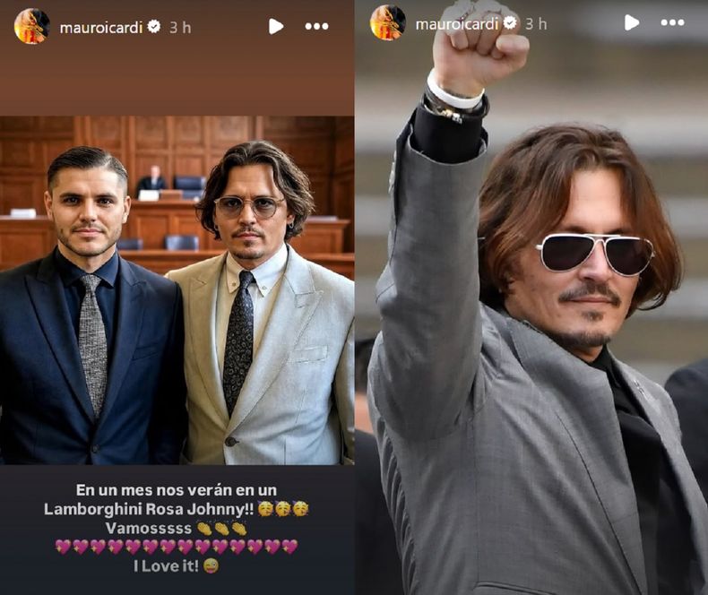 Insólito: Mauro Icardi compartió una historia con Johnny Depp hecha con Inteligencia Artificial
