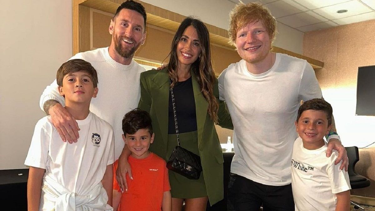 Video: los Messi se encontraron con Ed Sheeran y cantaron Bad Habits